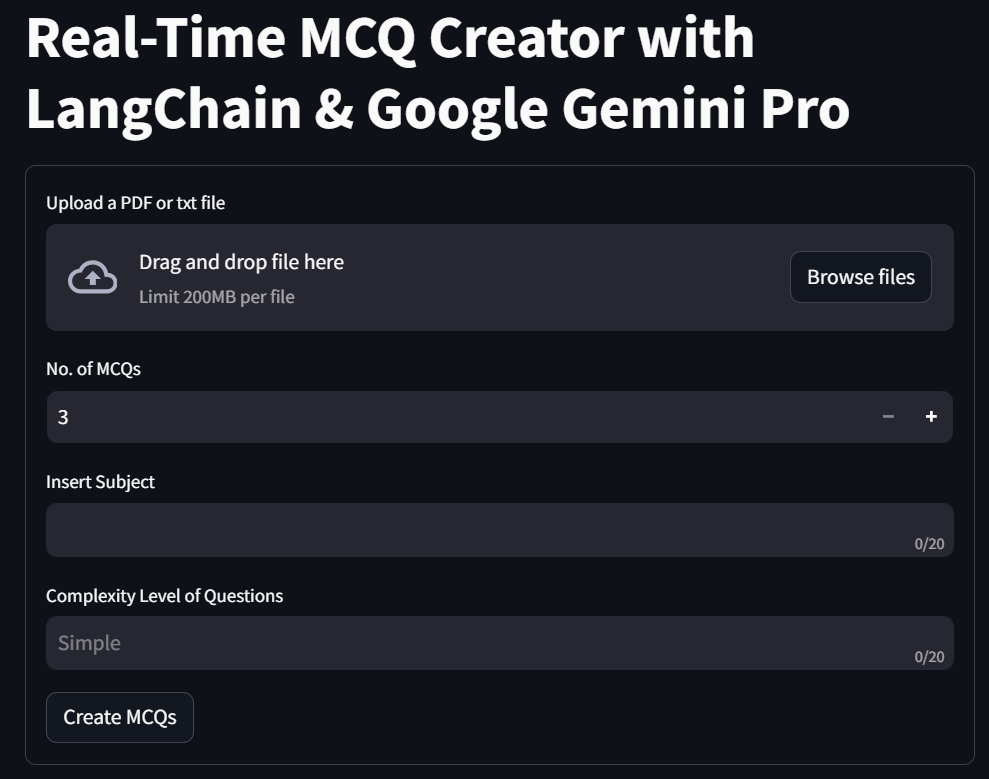 Real Time MCQ Generation using Google Gemini API and LangChain 🦜⛓️ | mcq_genai